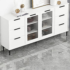 BAYCHEER Contemporary Style 32-inch Height Sideboard Artificial Wood Cupboard for Living Room - Green 77" L x 12" W x 31" H