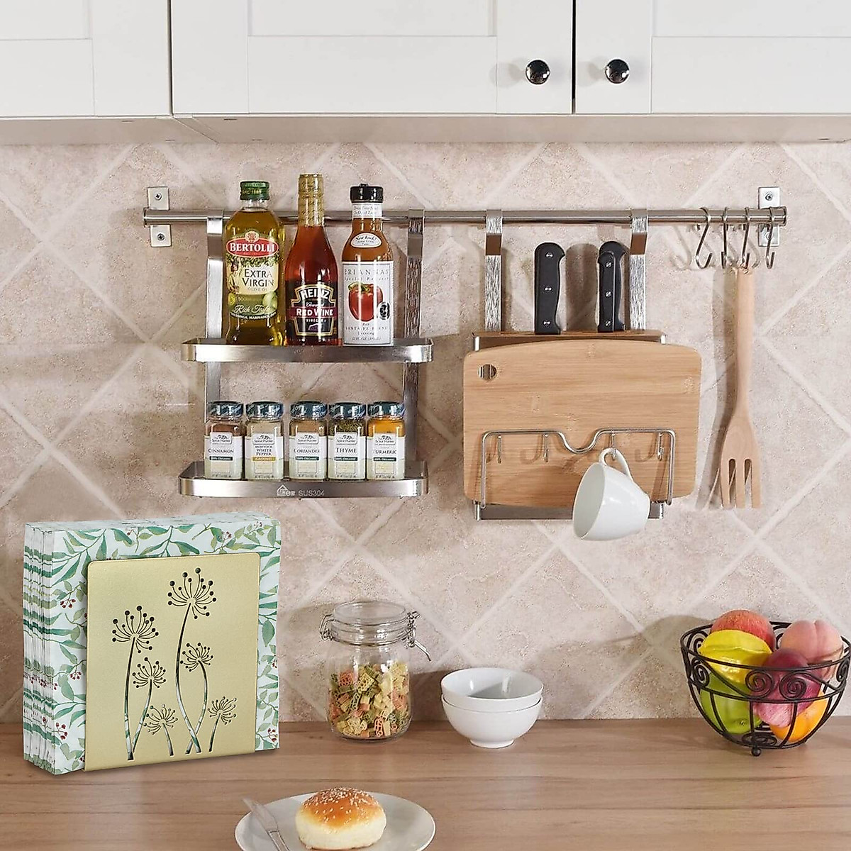 Gold Napkin Holder for Table, Metal Napkin Holder Stand for Dinner Home Kitchen Restaurant Picnic Party