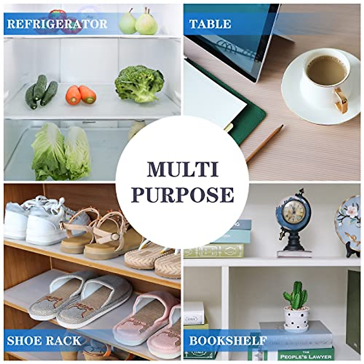 Hersvin Shelf Liners 20 in x 20 ft EVA Drawer Mats, Non-Adhesive Cupboard Pad, Kitchen Cabinet Lining Fridge Cushion (Transparent Stripe, 50.8x610cm)