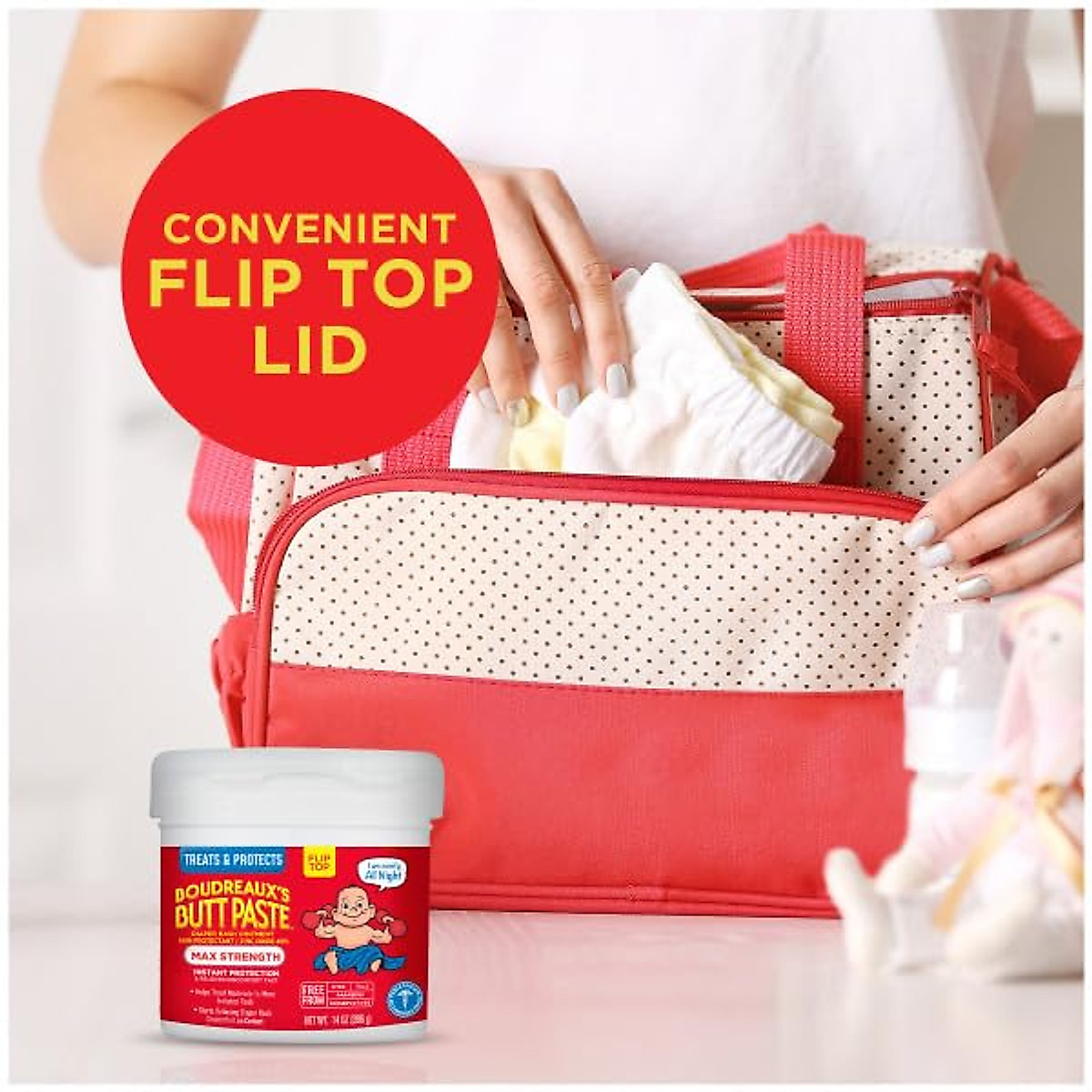 Boudreaux's Butt Paste Maximum Strength Diaper Rash Cream, Ointment for Baby, 14 oz Flip-Top Jar (Pack of 4)