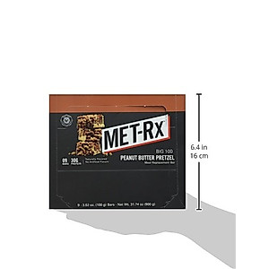 MET-Rx Big 100 Colossal Protein Bars, Great as Healthy Meal Replacement, Snack, and Help Support Energy, Peanut Butter Pretzel, With Vitamin A, Vitamin C, and Zinc, 100 g, (Pack of 9)