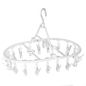 Hanging Drying Rack, Folding Laundry Rack, Plastic Laundry Clips with 18 Clips and Drip Dryer for Socks, Underwear, Towels, Bras, Scarves and Baby Clothes with Foldable Clips.