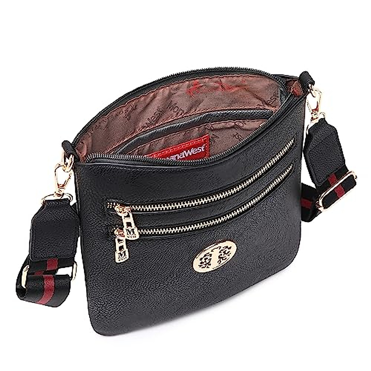 Montana West Crossbody Bag with Wide Guitar Strap Small Cross Body Bag Purses Shoulder Handbag for Women MWC-042ABK
