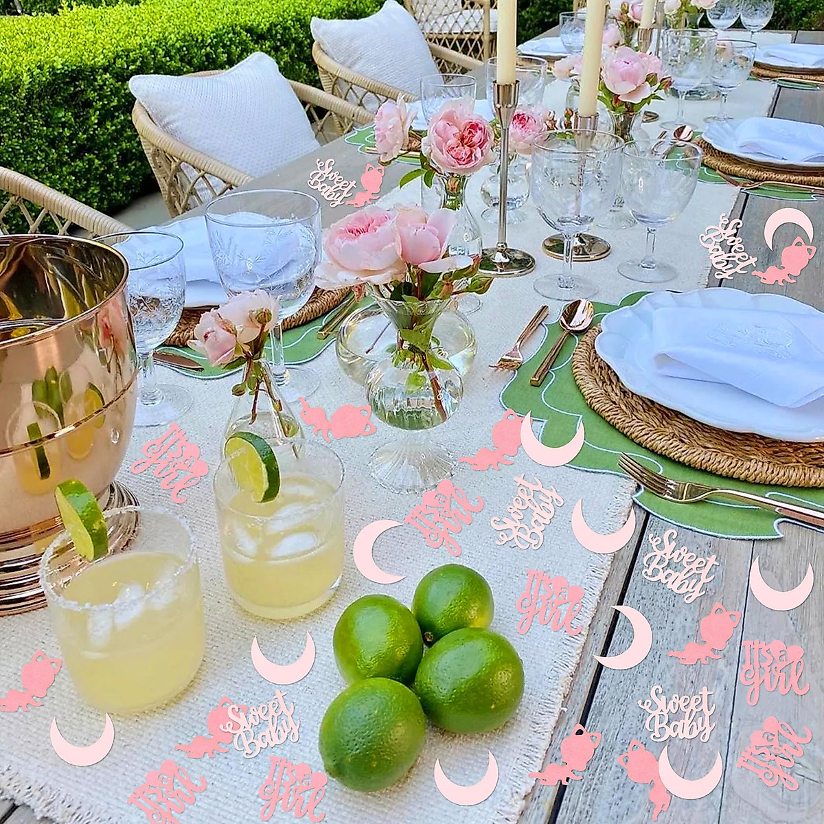 Cyodoos 100 Pieces Baby Shower Confetti - It's a Girl Sweet Baby Confetti Decorations Pink Girl Table Scatter Confetti, Sprinkles Decor Confetti for Baby Shower Gender Reveal Party Supplies