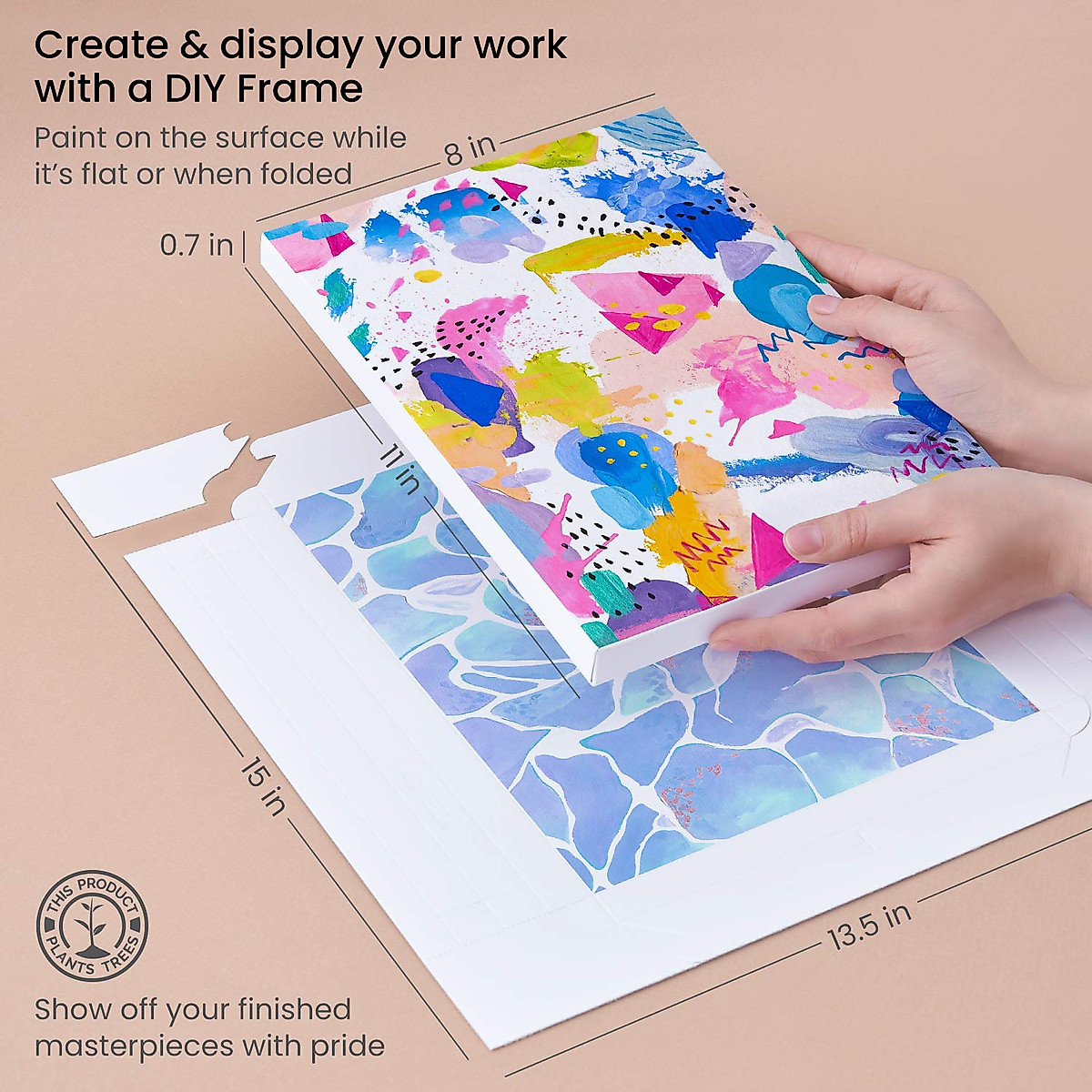 ARTEZA Mixed Media Paper Foldable Canvas Pad, 8x11 Inches, 20 Sheets, DIY Frame, Heavyweight Multimedia Paper, 228 lb, 370 GSM, Acid-Free, Art Supplies for Painting & Mixed Media Art