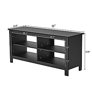 Panana TV Stand 6 Cubby Television Stands Cabinet 6 Open Media Storagefor TVs up to 80 Inches, 70 Inch (55 Inches Black)