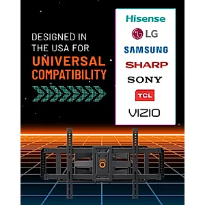 ECHOGEAR TV Wall Mount for Large TVs Up to 90" - Full Motion with Smooth Swivel, Tilt, & Extension - Universal Design Works with Samsung, Vizio, LG & More - Includes Hardware & Wall Drilling Template