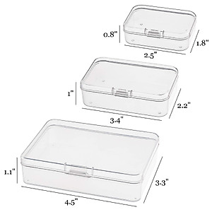 Kingrol 32 Pack Mini Clear Plastic Storage Containers with Lids, 3 Size Empty Hinged Boxes for Beads, Jewelry, Tools, Craft Supplies