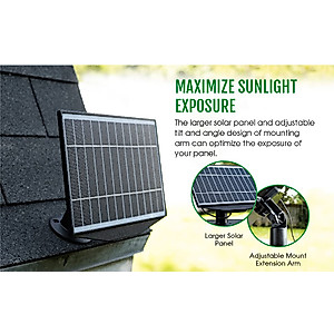 Leaf 10 5W Solar Panel Charger for Arlo Ultra, Ultra 2, Pro 3, and Pro 4 Outdoor Cameras with Magnetic Charging Cable and Adjustable Mount Extension Arm