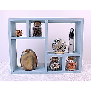 Mini Crystal Display Shelf - Rustic Wall-Mounted Floating Shelf for Farmhouse Décor. Great Nightstand/Apothecary Shelf for Fossils, Reiki Crystals or Countertop Organizer (Violet)