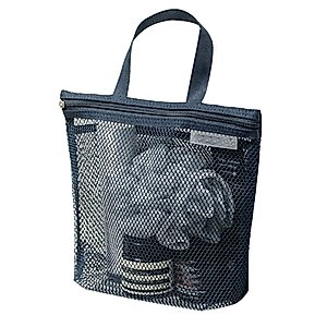 Mesh Toiletry Bag with Portable Handle Zipper Quick Drying Heavy Duty Large Capacity Shower Travel Makeup Organizer Bag for Bathroom, Travel, Swimming, Gym, Camping, College Dorms, Beach Navy Blue