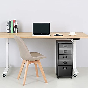 corpuwn 5 Drawer Mobile Storage Cabinet, 27" Metal Storage Dresser Cabinet with Castor Wheels,16" Deep Small Organization Chest for Home Office,Easy Assembly Without Screws,Black