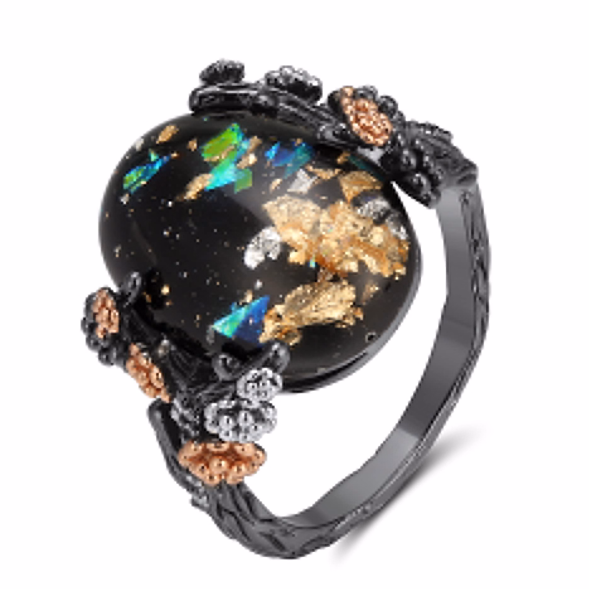 Ginger Lyne Collection Henrietta Simulated Fire Opal Ring - Sterling Silver Tree Branch Setting - Elven Fairy Flower Design for Engagement Statement Womens Promise Rings