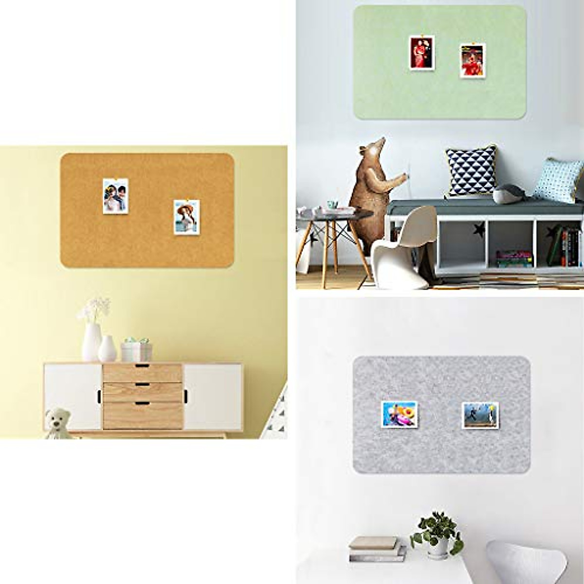 Wall decoration Felt Board, Room Decoration Photo Wall Note Board, Home Office Cork Board Wall Sticker, Foam (23.6x15.7 in)