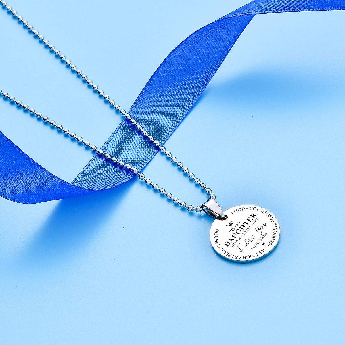 malyunin Inspirational Gifts Necklace To Son Daughter Gift from Mom Dad Never Forget That I Love You Family Jewelry Graduation Gifts (Mom To Daughter)