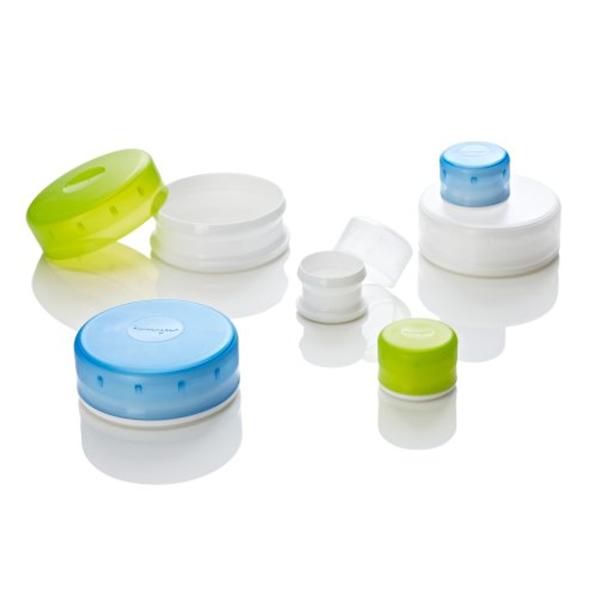 humangear GoTubb | Hard Container | Easy Open | Food-Safe Material, Clear/Green/Blue, Small