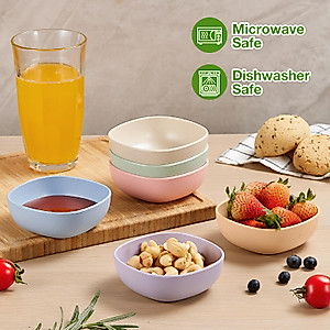 Hlukana 6 Pack Wheat Straw Soy Sauce Dishes, 4.5 OZ Small Dessert Bowls, Unbreakable Dipping Bowls, Pinch Bowls Set, Dipping Sauce Cups, Mini Prep Bowls, Dip Bowls for Side Dish, Ketchup, Soy, BBQ