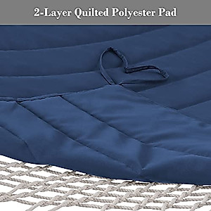 SUNCREAT Hammocks Outdoor Double Hammock with Hardwood Spreader Bar, 475 lbs Capacity, Heavy Duty 15 FT Hammock with Large Soft Pillow, Dark Blue