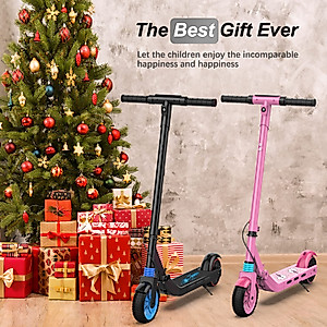 Aovopro Electric Scooter for Kids Ages 6-15, 9MPH Speed/9 Mile Rang, 130W Motor, 6.5" Solid Tires, 154lbs Max Weight, Flashing Rainbow LED Lights and Wheel, UL Certified Electric Scooter Kids, Black