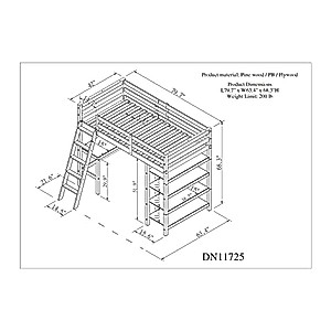 HZHOME Twin Size Loft Bed with Desk and Shelves, Wood LoftBed Frame with Ladder and High Guardrail, for Kids Teens Bedroom Dorm, White