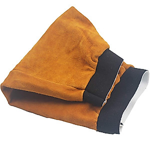 Jewboer Leather Welding Sleeves Heat Flame Resistant Arm Protection for Welder 16.5" Long