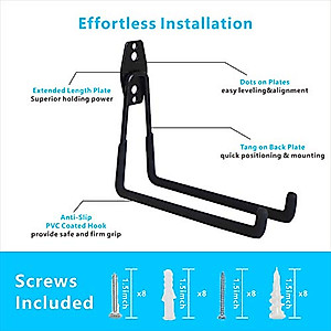 SMARTOLOGY 4 Pack 7.5 inch Wall Storage Hanger with 2 Extension Cord Holder Organizer, 4 Extra Large Ceiling Bicycle Hooks(Orange)