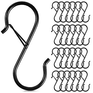 WSSROGY 25 Pcs S Hooks Hangers with Safety Buckle 3.6 inch Closet Hooks Fence Hooks for Hanging Plants, Kitchenware