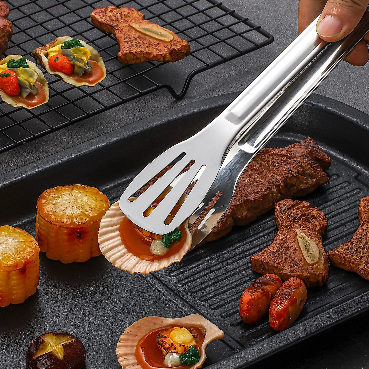 14 Pcs Polished Serving Utensils, Stainless Steel Serving Set Include Serving Spoons, Serving Fork, Slotted Serving Spoons, Serving Tongs for Home Parties Buffet,Dishwasher Safe