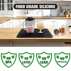 DIGHEIGG Dish Drying Mats, Silicone Drying Mats for Kitchen Counter Bar Non-Slip Heat Resistant Mat for Dishes Kitchen Gadgets (12" x 16", BLACK)