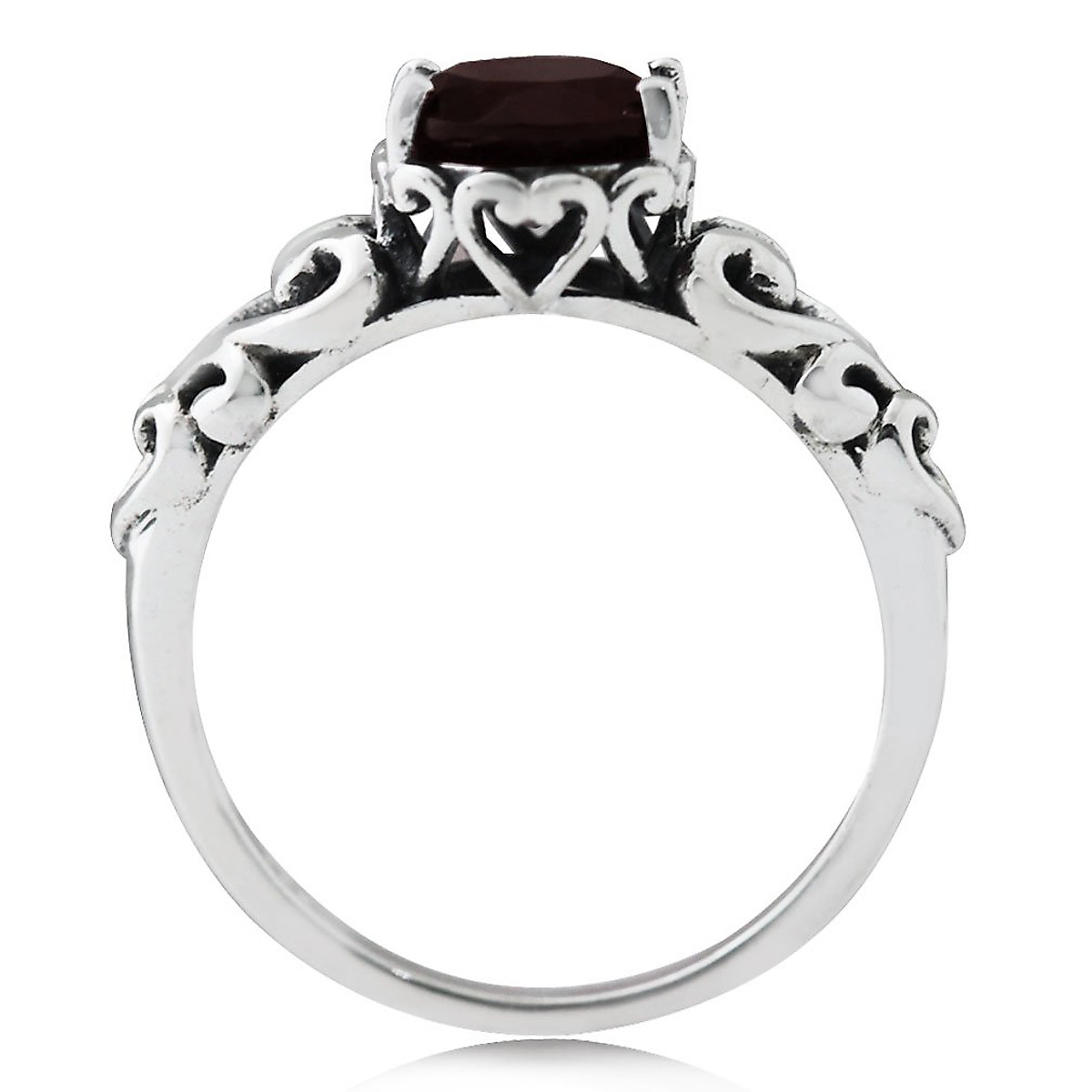 Silvershake 1.39ct. Natural Garnet 925 Sterling Silver Victorian Style Solitaire Ring Size 8
