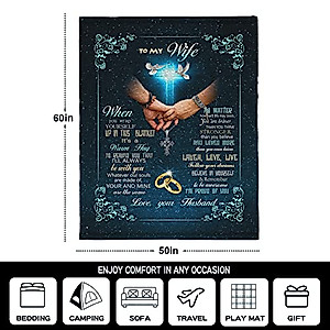 to My Wife Blanket from Husband, Birthday Gifts for Wife, Soft Throw Blanket Gifts for Her, Wife Birthday Gift Ideas,Best Christmas Valentines Wedding for Wife 60''x50''