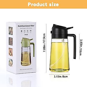 PRO IPLAS Oil Spray Bottle, Olive Oil Sprayer, 16 oz Oil Sprayer for cooking, 2 in 1 Glass Oil Sprayer & Dispenser