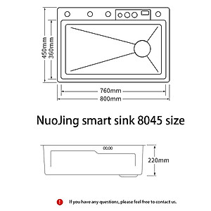 Premium 31.5 * 17.7 in Waterfall Sink - Drop In Workstation, 304 Stainless Steel Smart Sink Black Kitchen Sink, Nano Coating, Experience the Perfect blend of Aesthetics, Durability, Versatility