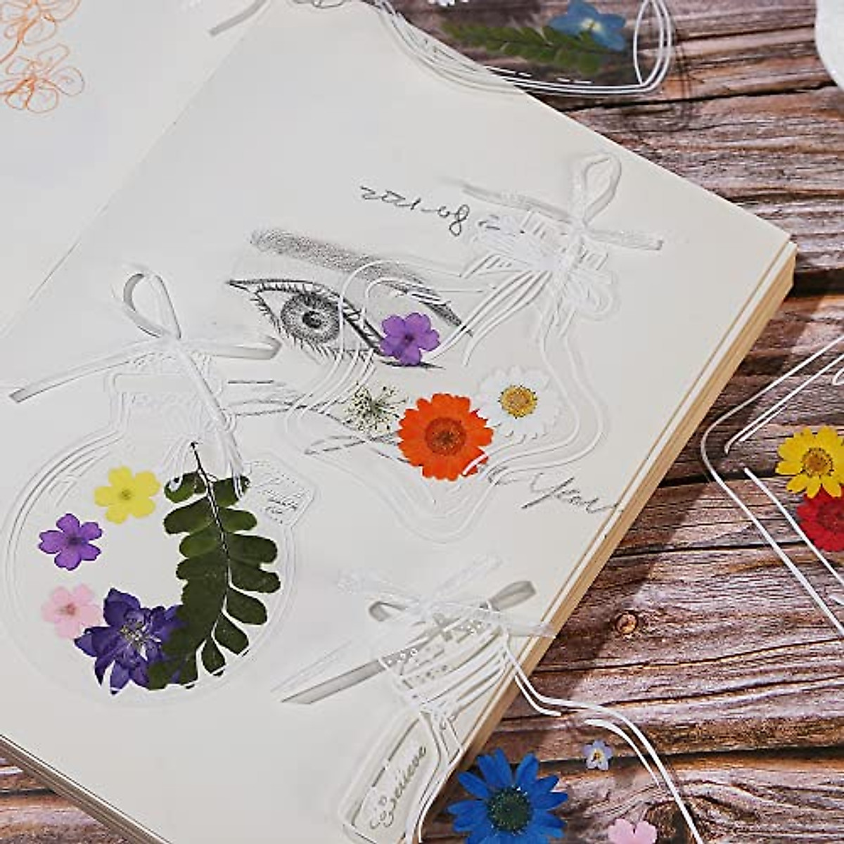 5 Large PET Bookmarks Book Accessories Transparent Dried Flower Bookmarks, Creative Handmade Flower Bookmarks,Unique Gifts for Readers