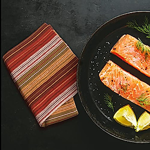 Urban Villa Fall Stripes Kitchen Towels Set of 6 20x30 Inches Over Sized Premium Quality100% Cotton Thanks Giving Day Dish Towels Mitered Corners with Hanging Loop Harvest Stripes Dish Cloths