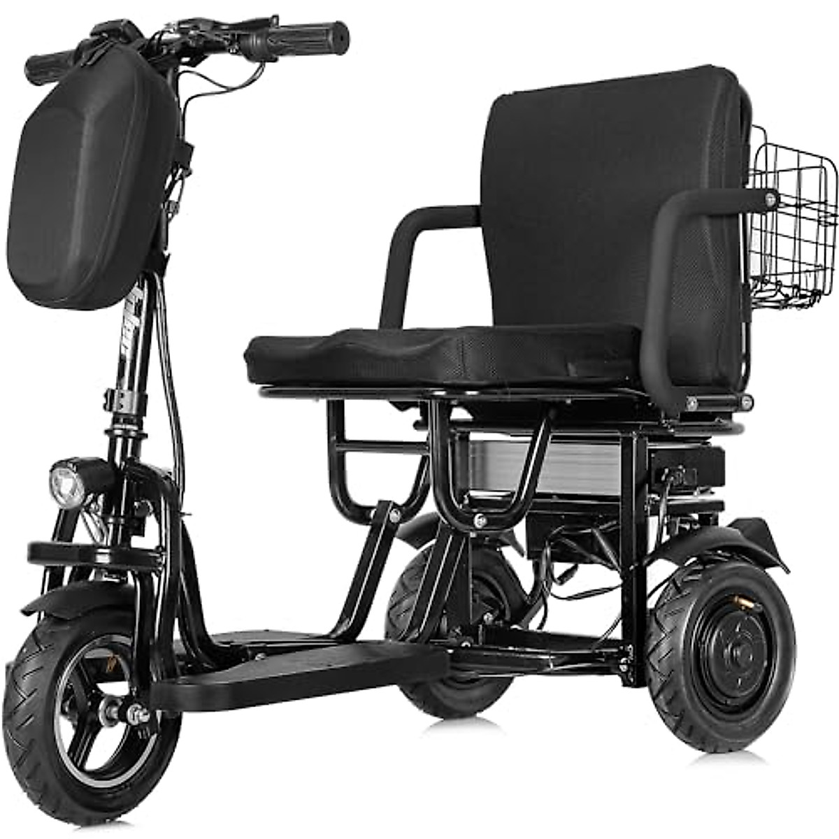 MotoTec Folding Mobility Electric Trike 48v 700w Dual Motor Lithium Black, 42x22x33 Inch, MT-FOLD-TRK-700