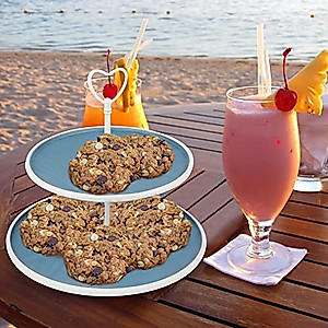 Lucky Will 2 Tier Serving Tray for Ocean Theme Party Cupcake Stand Elegant Platters Tower for Baby Boy Shower Decorations Wedding Seaside Restaurant Holiday Wine Table