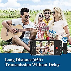 Hubotowin Wireless Lavalier Microphone for Video Recording Lapel Microphone for iPhone Wireless Lapel mic for ipad Clip on 2 Microphones lav Microphone for Interview,Tiktok, YouTube,Live Stream
