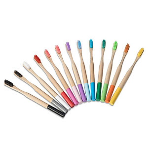 Natural Bamboo Charcoal Toothbrush Soft Bristles Manual Toothbrush for Adults 4Pcs (Purple)