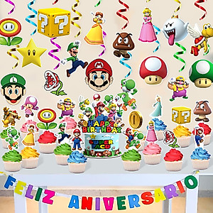 Mario Cake Topper Decorations Mario Happy Birthday Party Supplies for Kids Party Favors