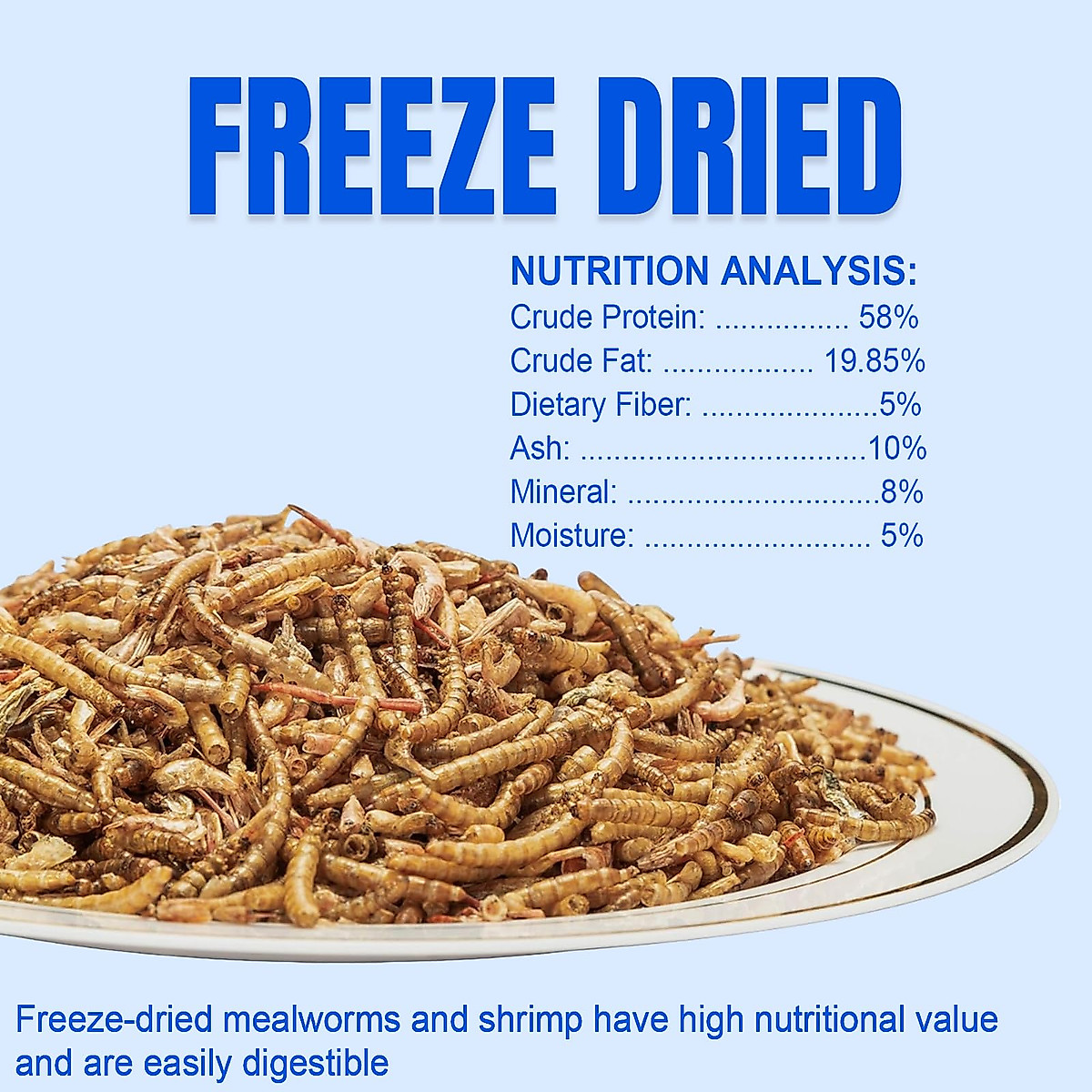 Appetizing Mealworms with Dried River Shrimp (8oz) All Natural 100% Non-GMO,Surf & Turf, Chicken, Fish, Ducks, Wild Birds, Turtles, Hamsters, Fish, and Hedgehogs