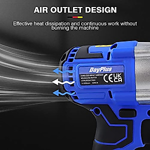 Cordless Impact Wrench 1/2 inch，420N.m Max Torque, Brushless Power Impact Gun, 6.0Ah Li-ion Battery with Fast Charger, 4Pcs Sockets, Electric Impact Driver for Car Home