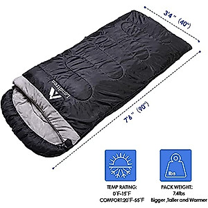 Londtren Large 0 Degree Sleeping Bags for Adults Cold Weather Sleeping Bag Camping Winter Below Zero 20 15 Flannel Big and Tall XXL