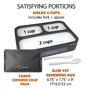 Camo Lunch Box for Boys | Bento Boxes with Bag, Ice Pack Set | Snack Containers for Kids Men Adults. 3 Leakproof Compartments, Container with Insulated Bags for School Lunches, Black Grey Camoflauge