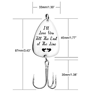 FINGERINSPIRE I'll Love You Till The End of Line Stainless Steel Treble Fishhooks Fishing Circle Hook with Gift Box, Fishing Lures, Fishing Tackle for Husband Boyfriend Birthday Gift