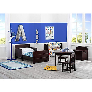 Delta Children MySize Toddler Bed, Dark Chocolate + Delta Children Twinkle Galaxy Dual Sided Recycled Fiber Core Toddler Mattress (Bundle)