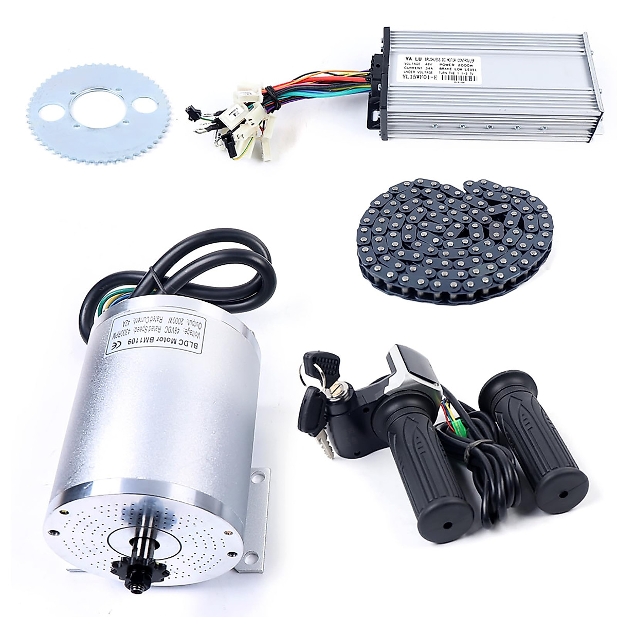 Kathring Electric Brushless Motor Complete Kit, DC 48V 2000W Electric Drive Bike Conversion Kit for E-bike Scooter Bicycle Conversion Drive Motor, DIY Part