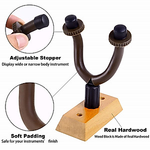 CC CAIHONG Guitar Hanger Wall Mount 6 Pack, Hardwood Guitar Wall Hangers Hooks Holder Stand Display with Screws - Easy to Install - Fits Guitars, Bass, Mandolin, Banjo