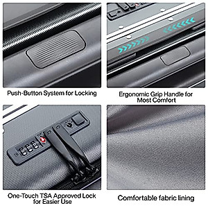 Hanke Carry On Luggage Hard Shell Suitcases with Spinner Wheels Top Zip Suitcase for Men Women TSA Luggage Travel Suit Case Lightweight Wide Handle Rolling Luggage 20 Inch(Graphite Grey)