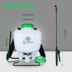 4-Gallon Backpack Sprayer with Padded Shoulder Strap for Pests & Weeds, Watering Garden, and Spraying Plants, in Translucent White by RealWork